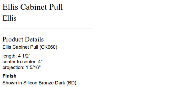 Ellis Cabinet Pull - CK060 -企业官网