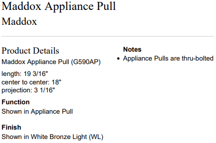 Maddox Appliance Pull - G590AP-企业官网