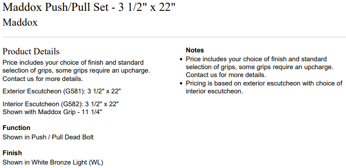 Maddox Push/Pull Set - G581/G582-企业官网