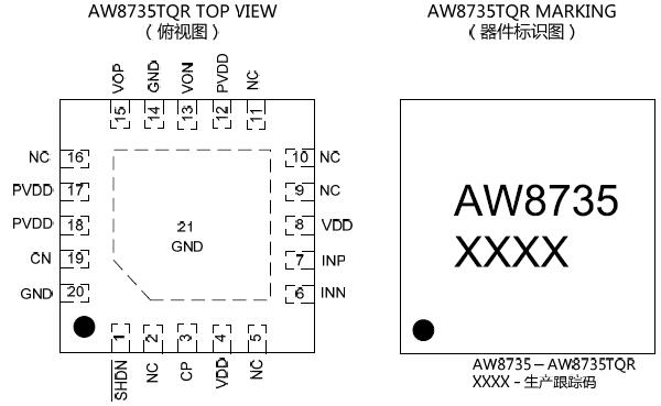 K类功放 AW8735TQR，带Boost升压，防破音，大音量，超低EMI，消除底噪-厦门兰智科技有限公司