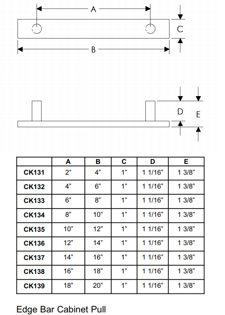 Edge Bar Cabinet Pull - CK135 -企业官网