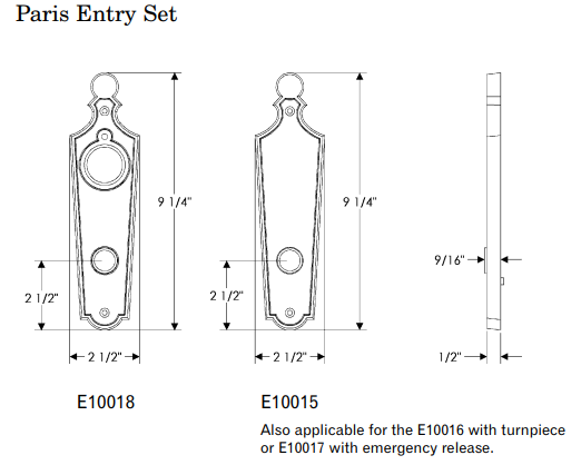 Paris Entry Set - E10018/E10016-北京中意信诚贸易有限公司，德国SIMONSWERK、意大利OLIVARI、美国 ...